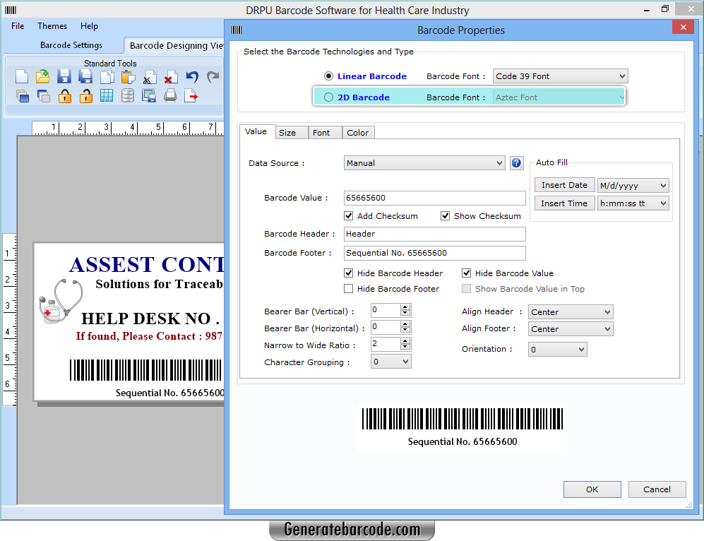 Barcode generator software for healthcare industry screenshots - GenerateBarcode