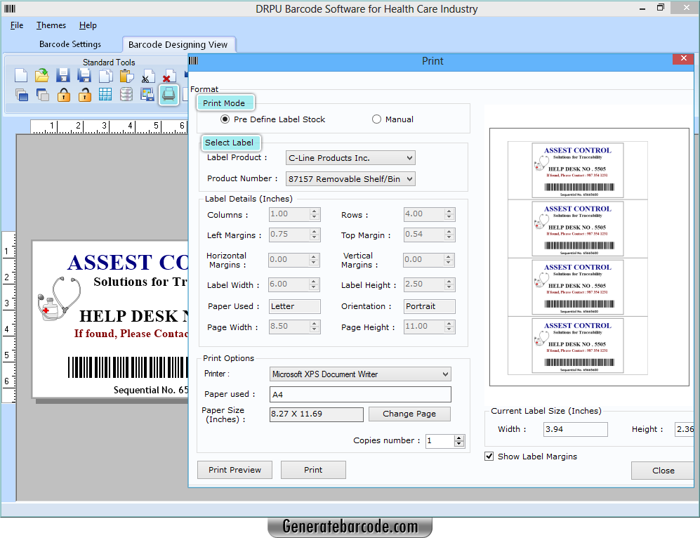 Barcode generator software for healthcare industry screenshots - GenerateBarcode