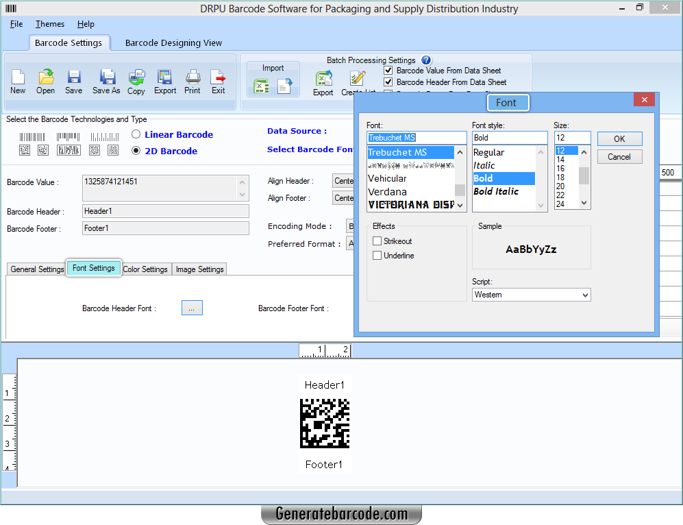 Screenshots of Barcode Generator Software for Packaging Industry - GenerateBarcode