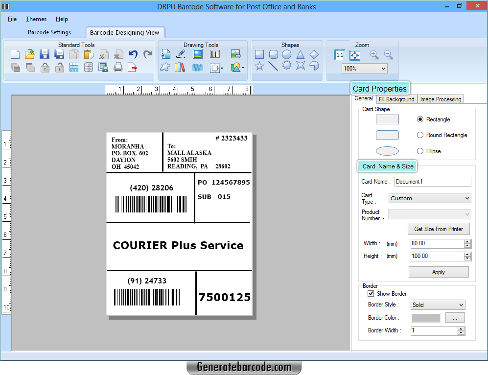 Barcode generator software for post office screenshots - GenerateBarcode