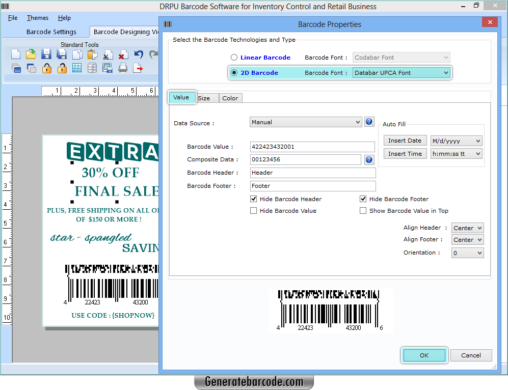 Screenshots of Barcode generator software for inventory control ...