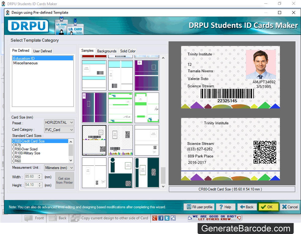 Student ID Card Maker Software Screenshots - how to design student ID cards